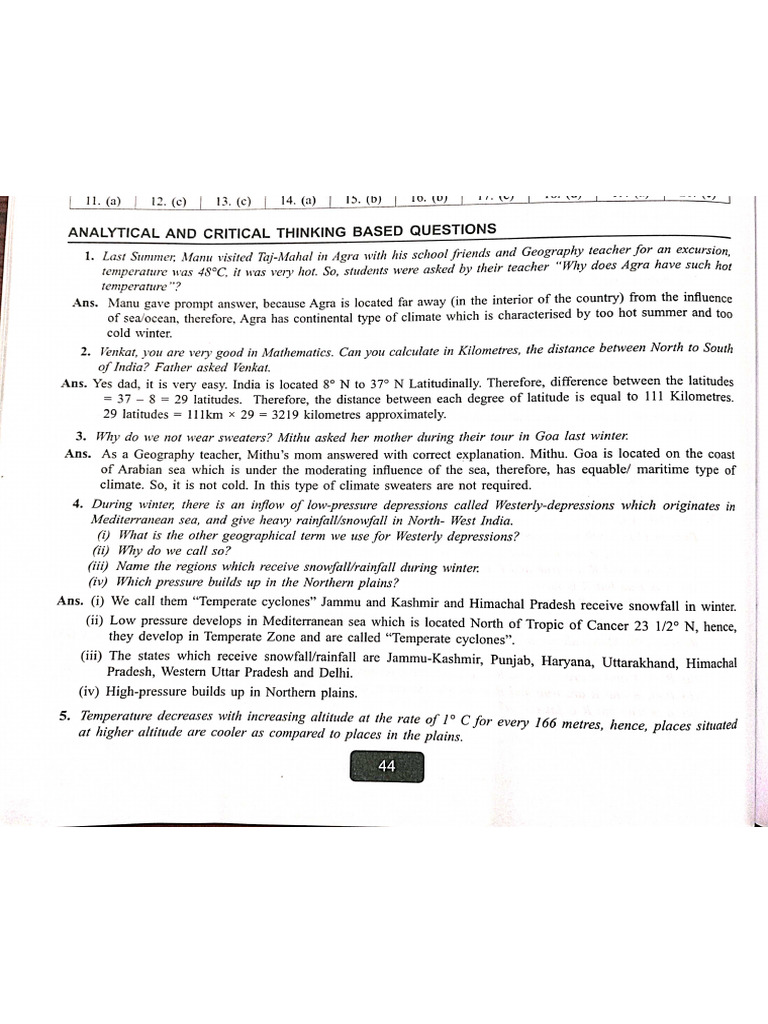 Analytical Questions CH Climate | PDF