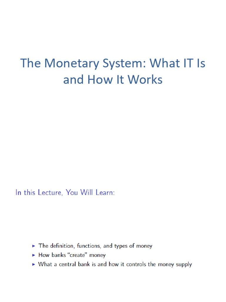 The Monetary System | PDF