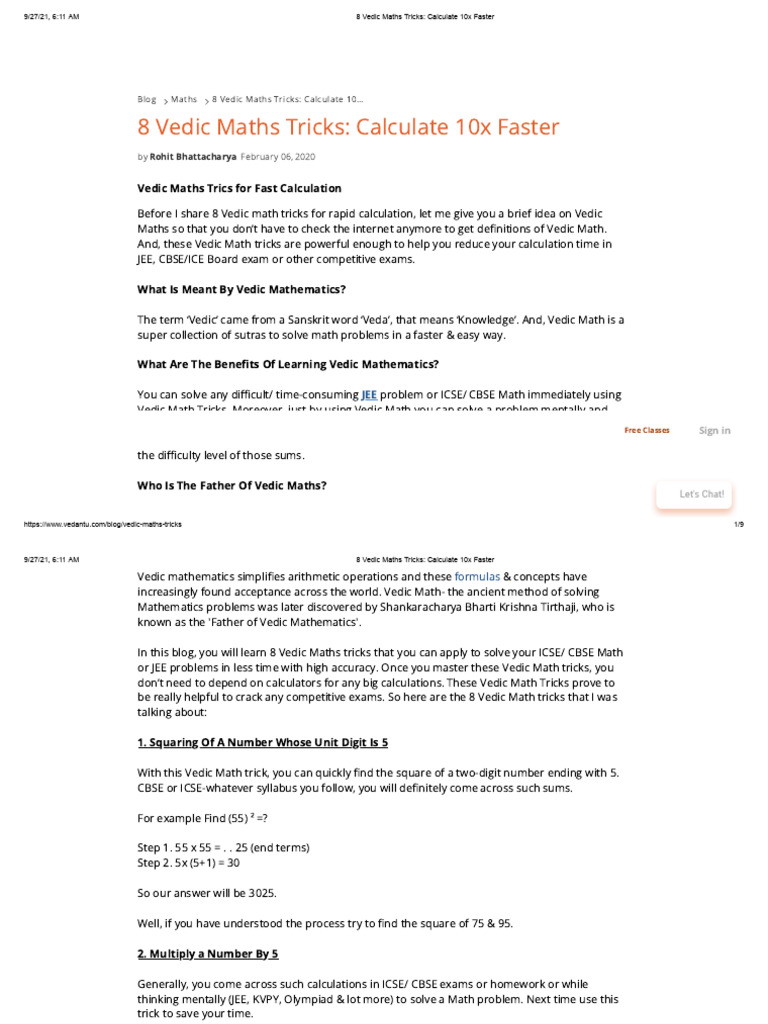 8 Vedic Maths Tricks_ Calculate 10x Faster | PDF | Mathematics | Multiplication