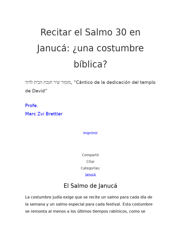 Salmo 30 y su conexión con Janucá | PDF | Salmos | Janucá