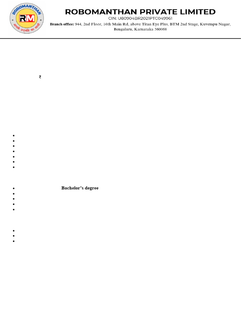 Robotics Developer & AI Internships in Bangalore | PDF | Artificial Intelligence | Intelligence ...