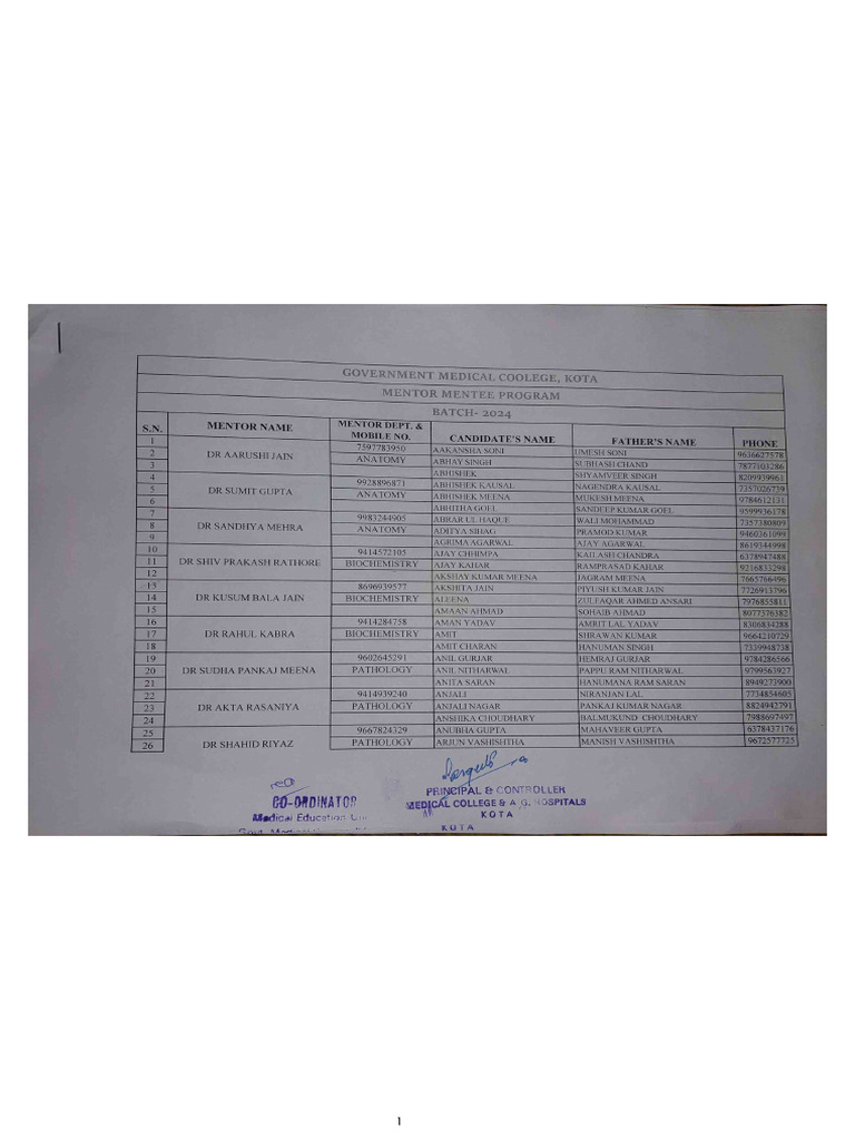 Mentor Mentee Programne 2024 Batch | PDF