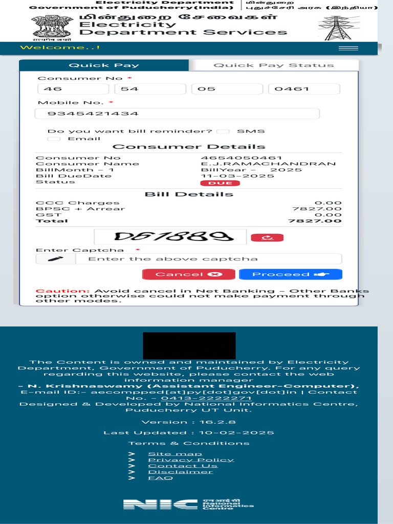 Puducherry Electricity Bill Payment | PDF