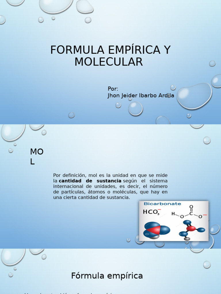 Fórmulas Empírica y Molecular en Química | PDF