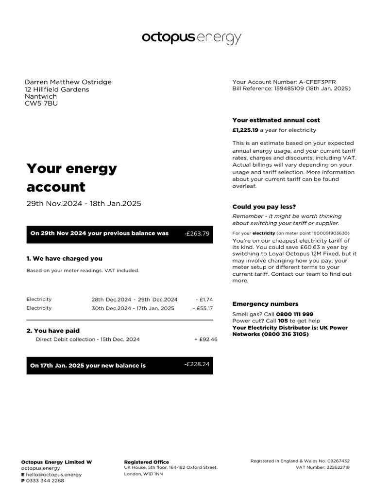 Loyal Octopus 12M Fixed Tariff Overview | PDF | Economies