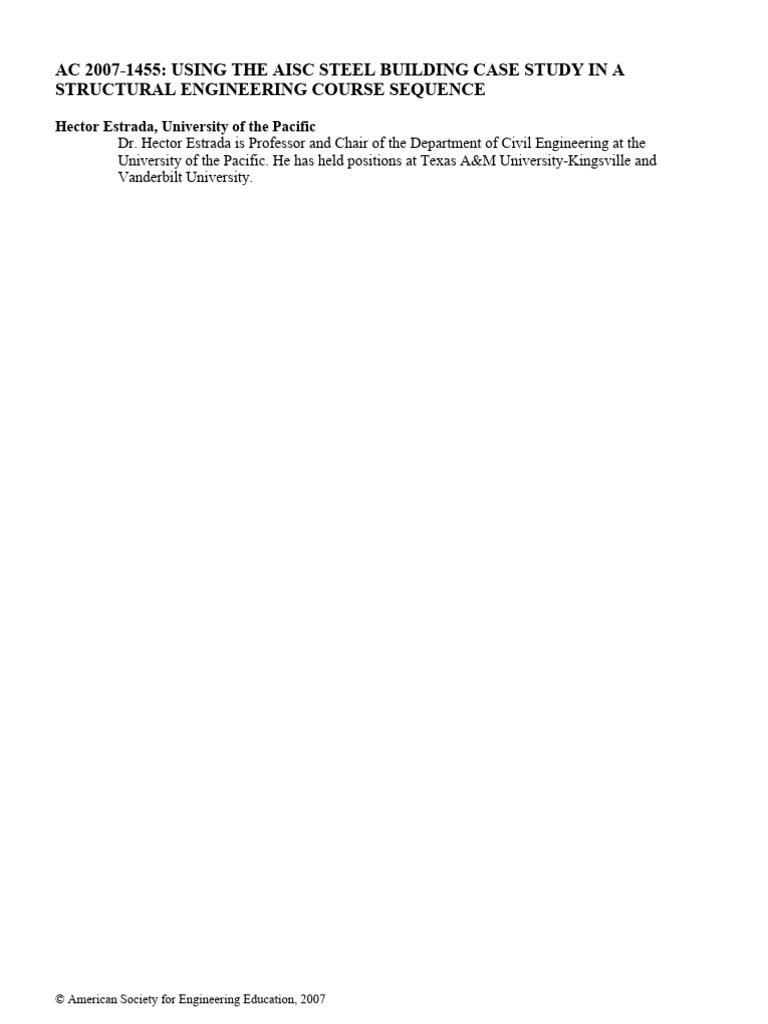 Using The Aisc Steel Building Case Study in A Structural Engineering ...