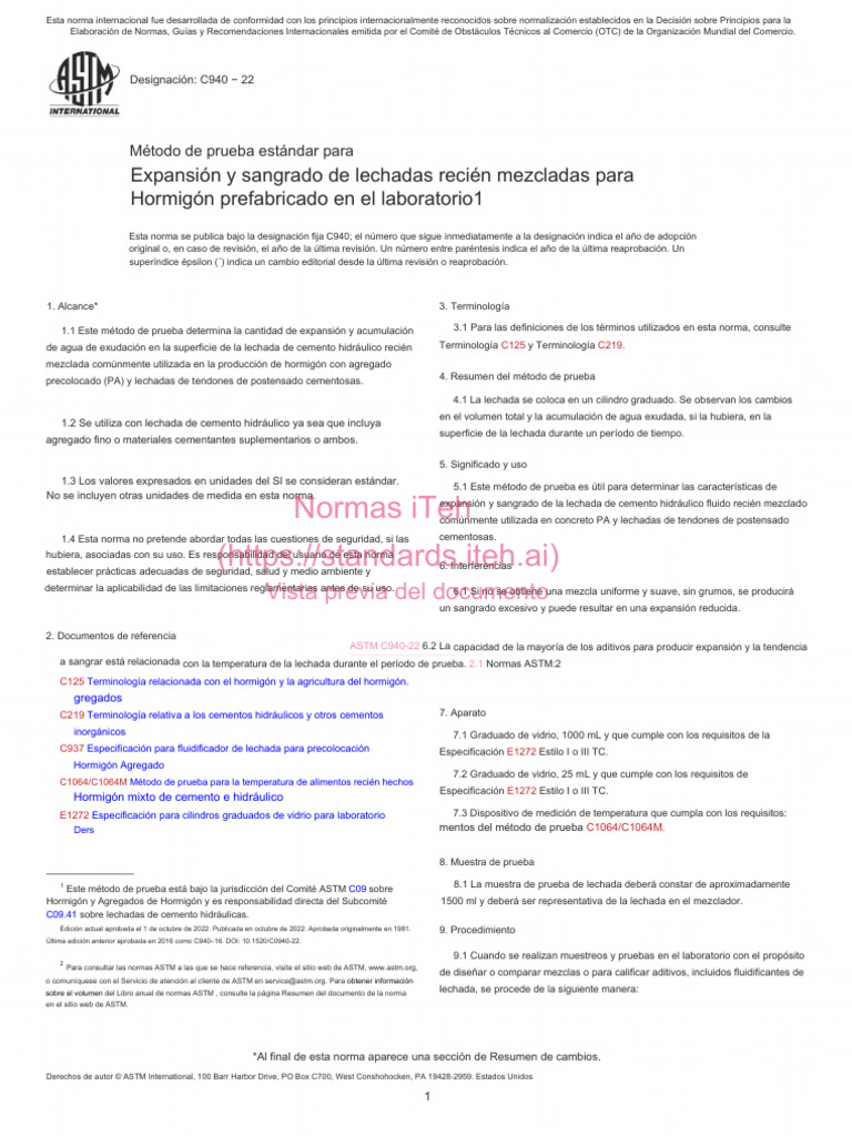 Expansión y Sangrado en Lechadas ASTM | PDF | Hormigón | Cemento