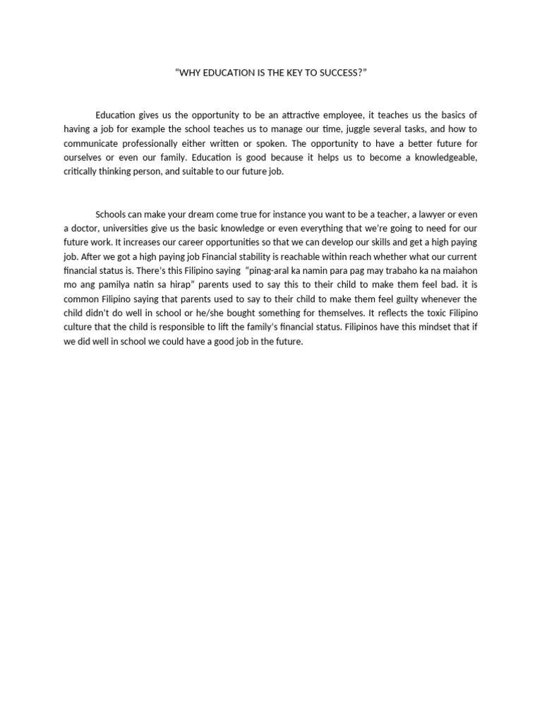 Why Education Is The Key To Success | PDF