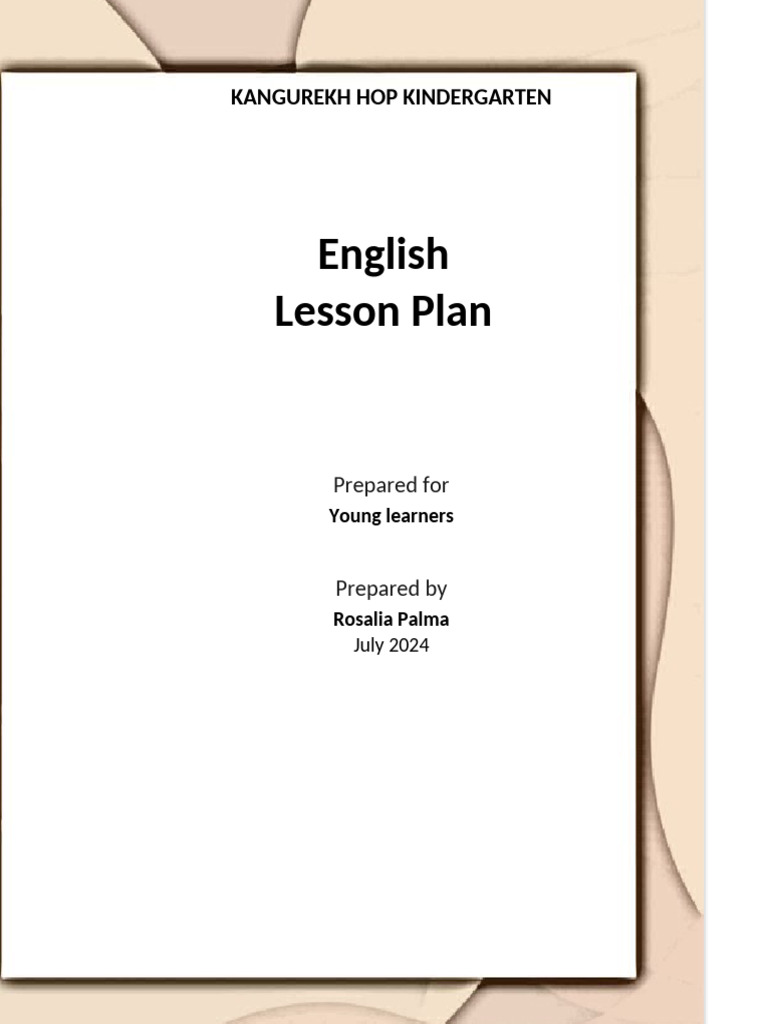 Kindergarten English Lesson Plan | PDF | Lesson Plan | English Language