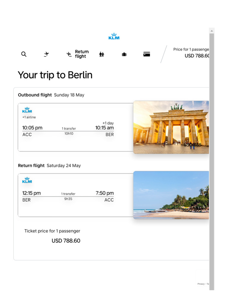 KLM Flight Booking Details | PDF