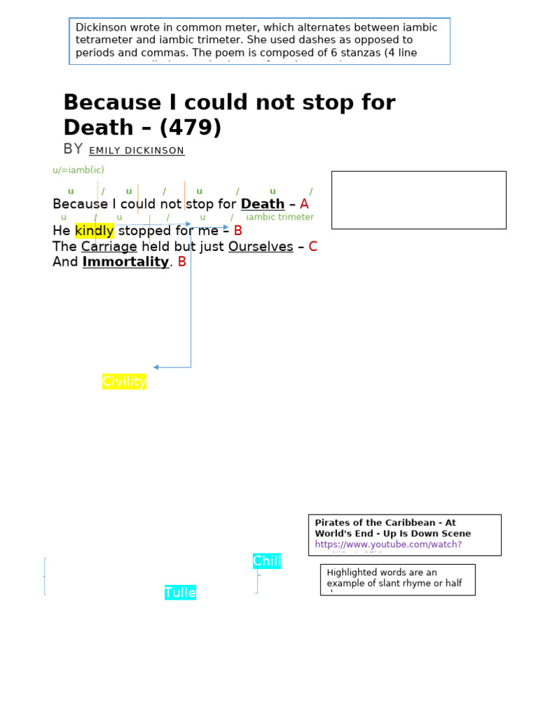 Because I Could Not Stop For Death 2 Teacher Copy AMENDED | PDF ...