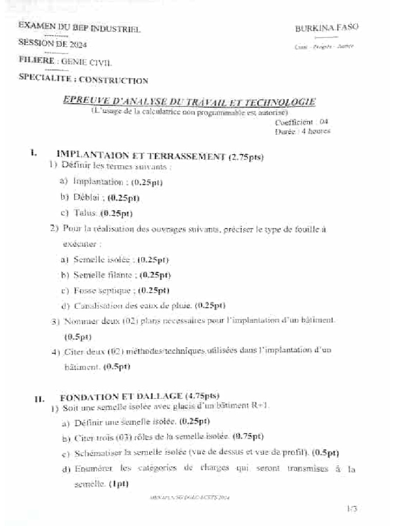 Sujet Techno Bep 2024 | PDF