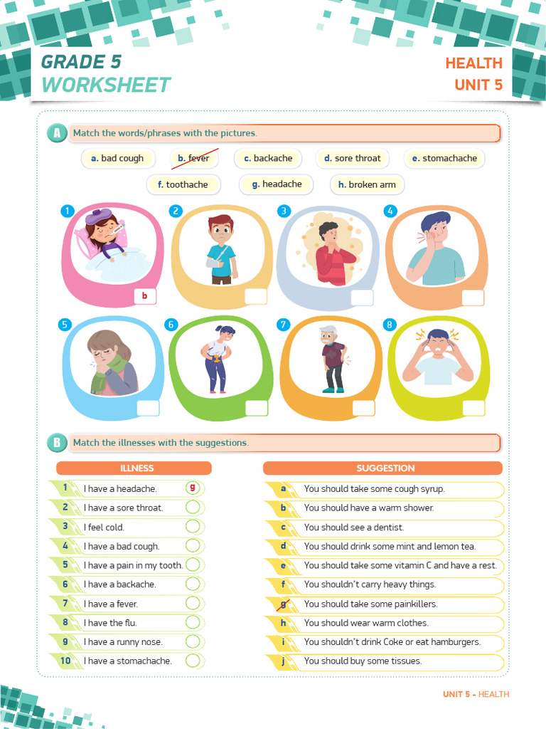 Grade 5 Health Worksheet Activities | PDF | Diseases And Disorders