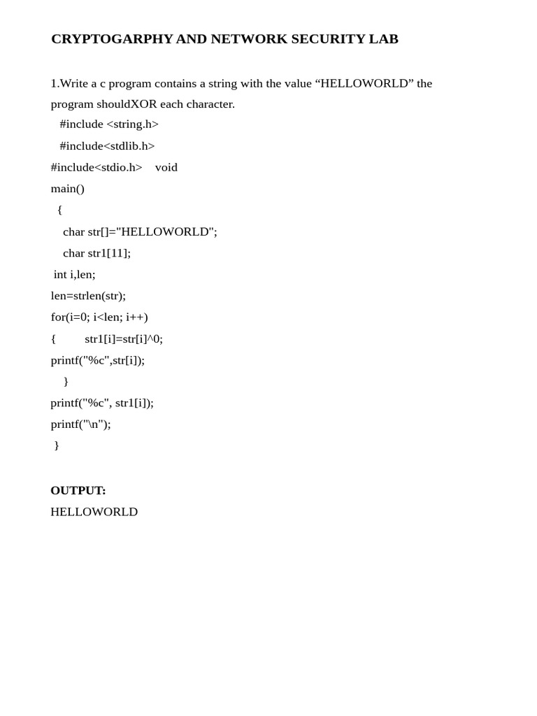Cryptogarphy and Network Security Lab (1) | PDF | String (Computer Science) | Applied Mathematics