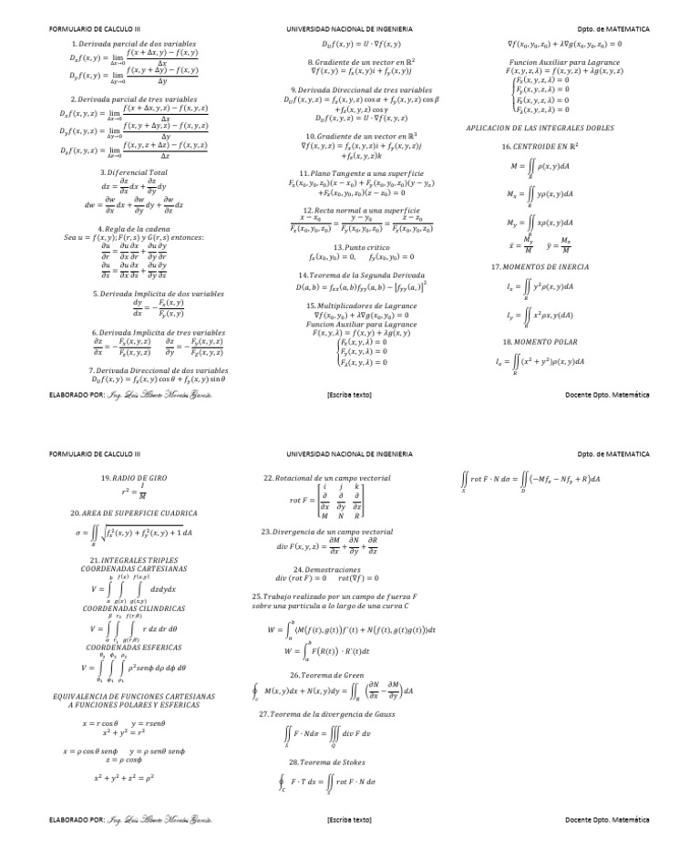 Formulario Matematica 3 | PDF