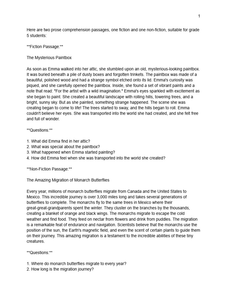 Prose and Poetry Comprehension-Grade-5 | PDF | Rainbow | Butterfly