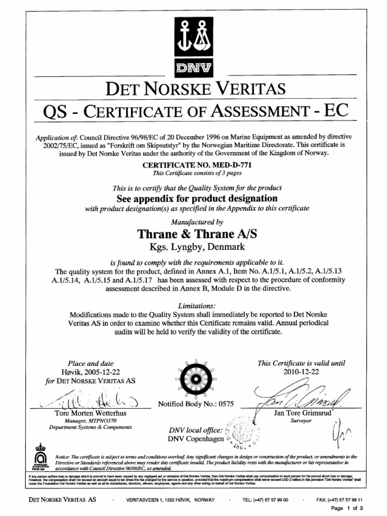 Production Quality System Module D Certificate | PDF