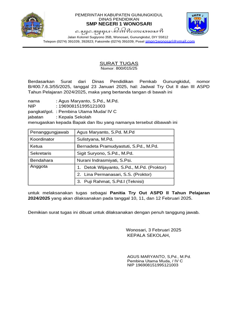 Surat Tugas To Aspd 1 | PDF