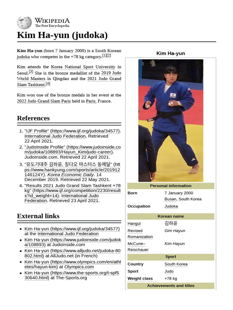 Kim_Ha-yun_(judoka) | PDF | Judo