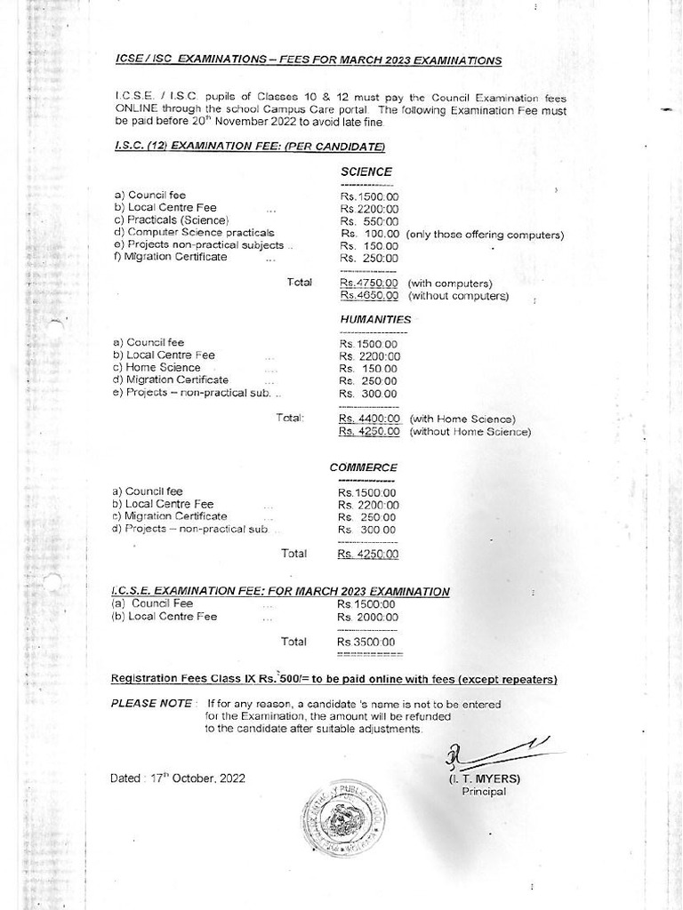Council Examination Fees 2023 | PDF