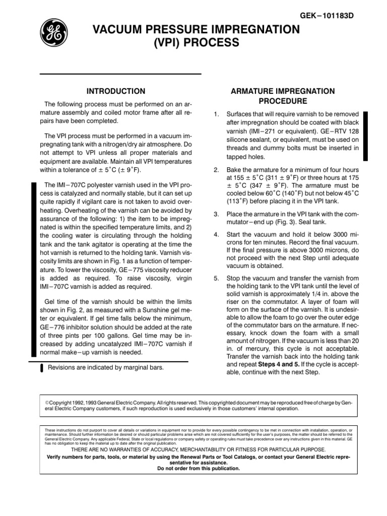 GEK-101183D VPI Instructions | PDF | Silicone | Vacuum