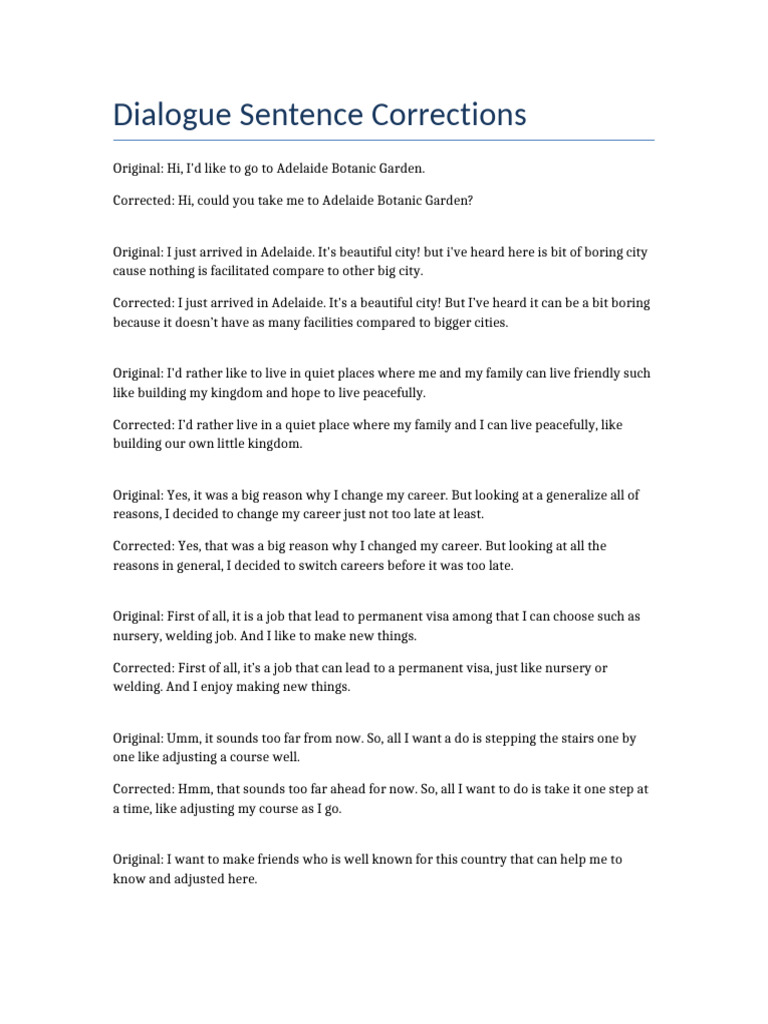 Sentence Corrections | PDF