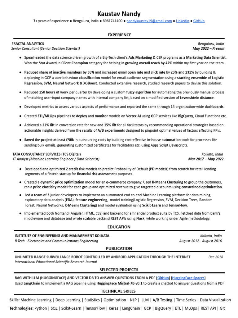 KaustavNandy - Resume - D11 - Kaustav Nandy | PDF | Machine Learning ...