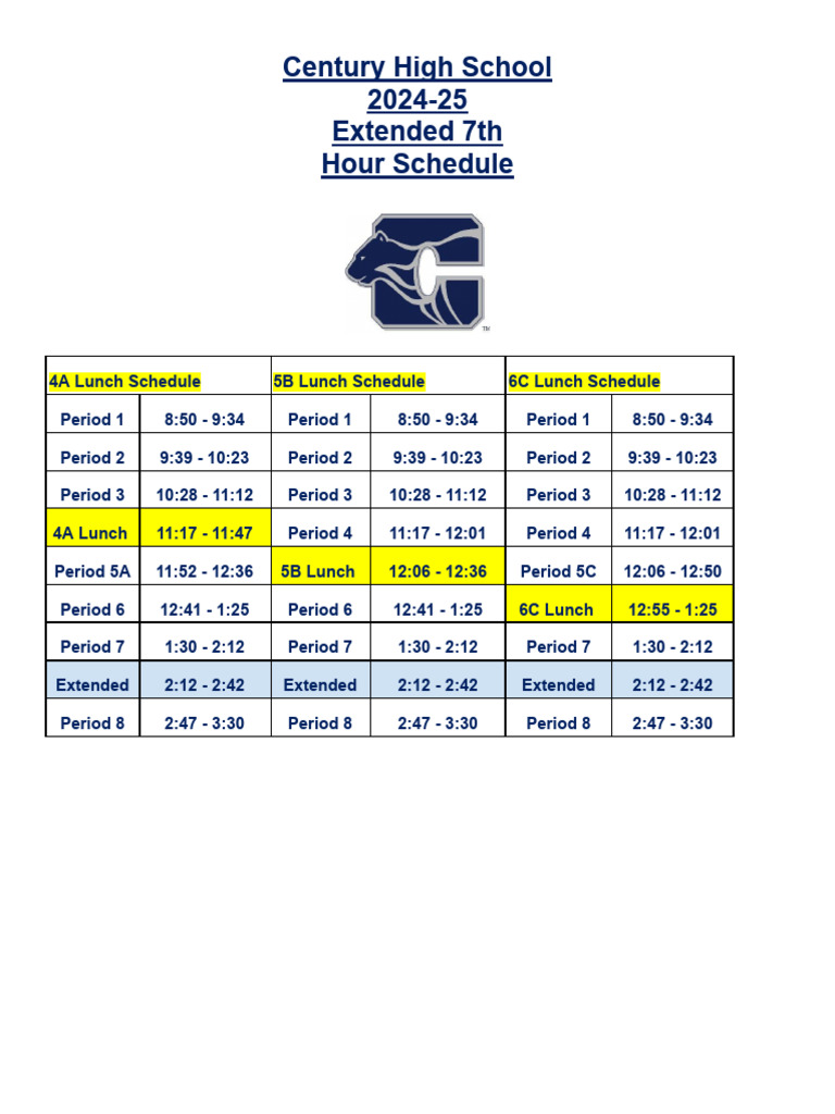 Extended 7th Hour Schedule | PDF