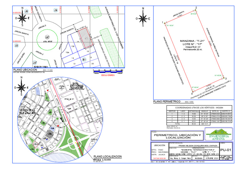 Plano Frank Wilson Coaquira Molleapaza | PDF | Geodesia | Tecnología geográfica