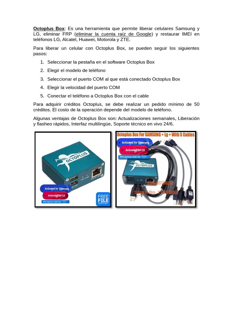 Guía de Uso de Octoplus Box para Liberar Móviles | PDF