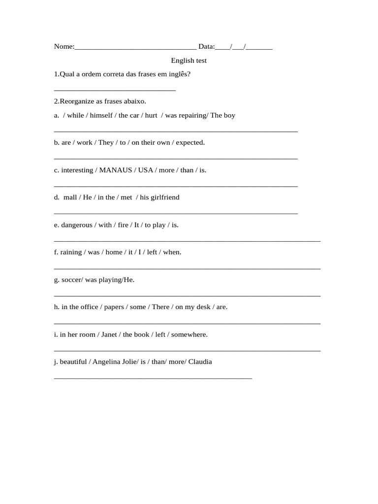 English Sentence Rearrangement Test | PDF