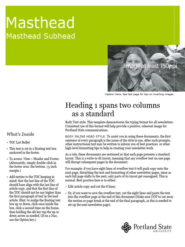 Masthead Mailing Newsletter Template | PDF | Graphic Design | Text