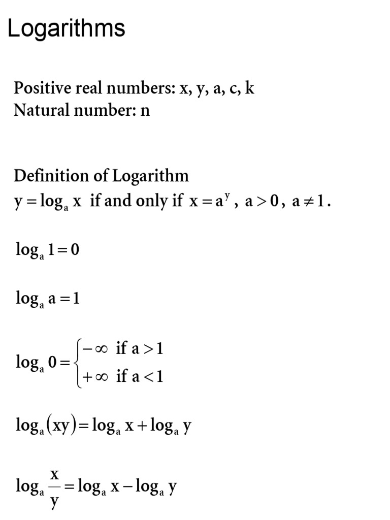Logarithms Formulas | PDF