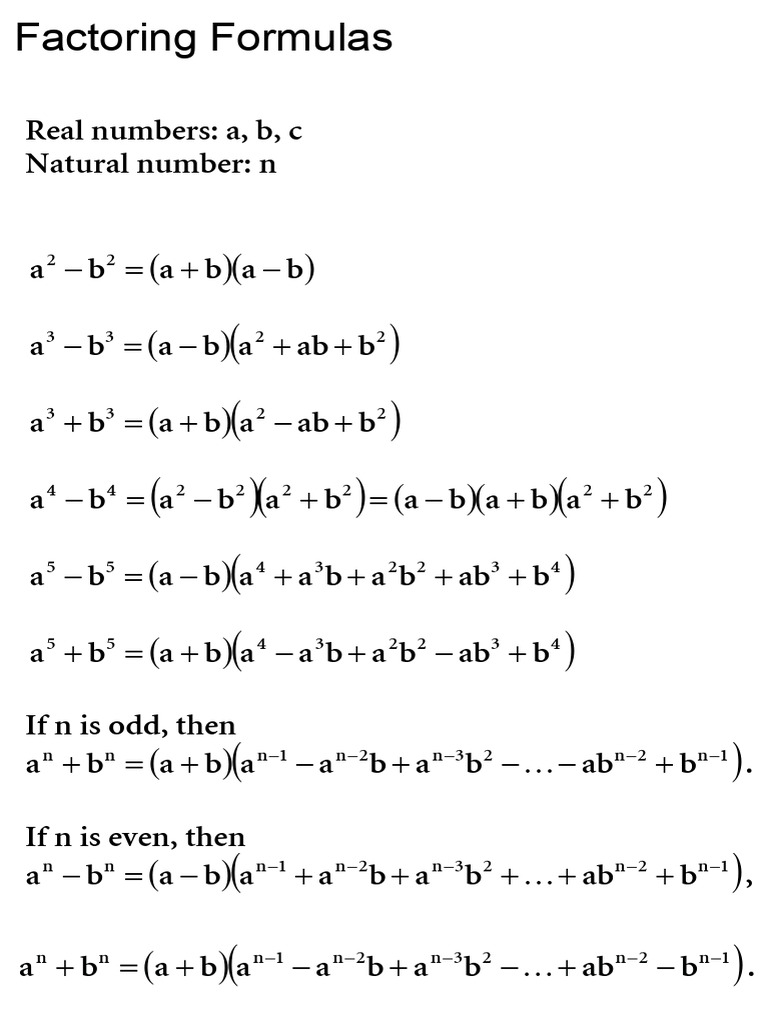 Factoring Formulas | PDF