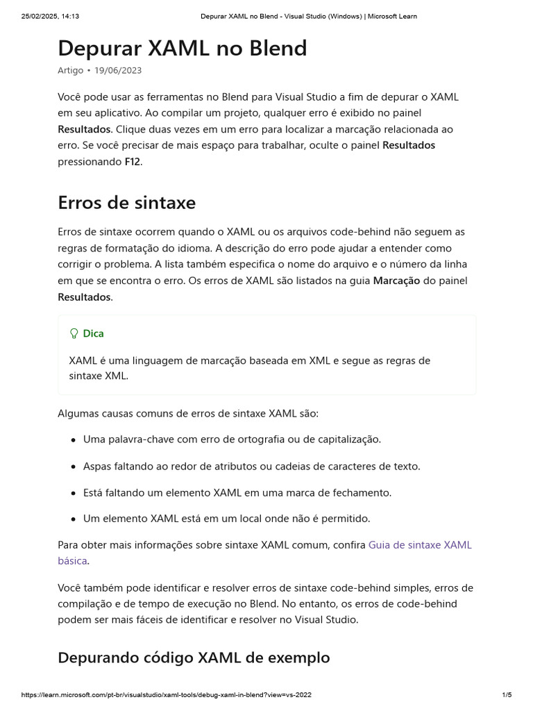 Depurar XAML No Blend - Visual Studio (Windows) _ Microsoft Learn | PDF | Extensible Application ...