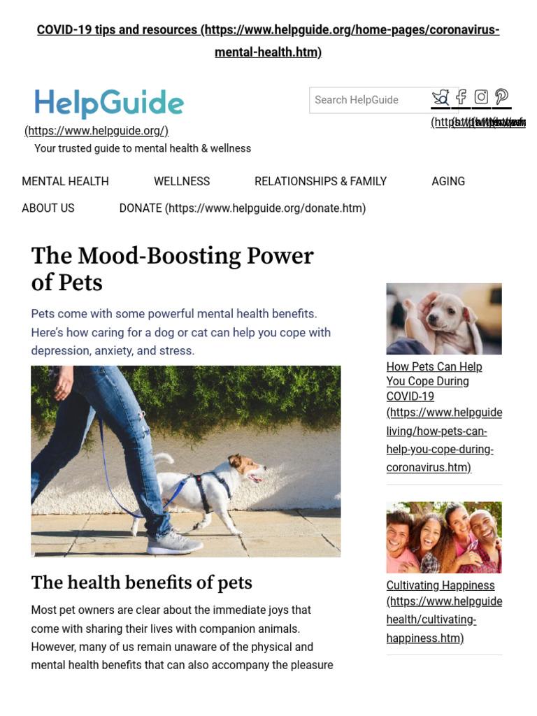 Mood-Boosting Power of Pets - HelpGuide.org | PDF | Pet | Dogs