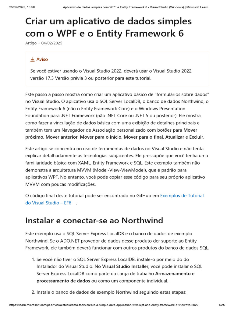 Aplicativo de Dados Simples Com WPF e Entity Framework 6 - Visual Studio (Windows) _ Microsoft ...