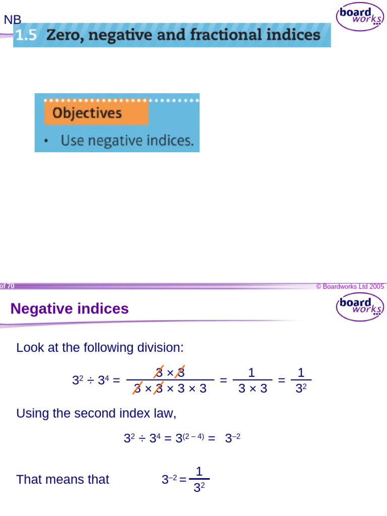 Negative Indices and Reciprocals Explained | PDF | Multiplication ...