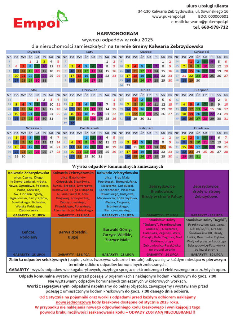Harmonogram Zamieszkale 2025 | PDF