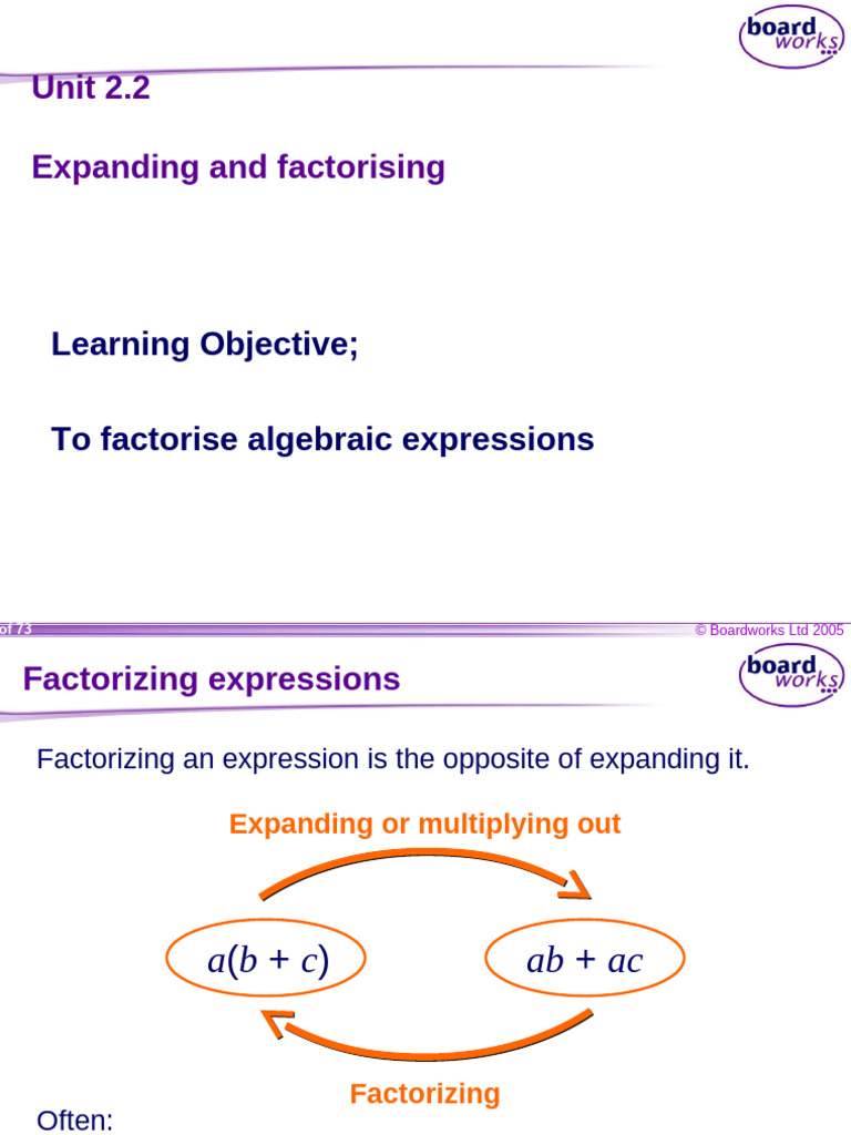 Factorizing Algebraic Expressions | PDF | Arithmetic | Mathematics
