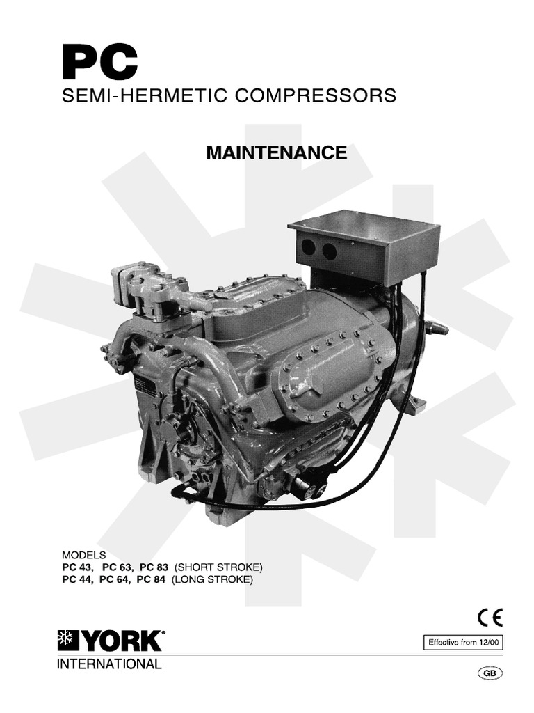 York PC Compressor Specifications | PDF | Pump | Screw