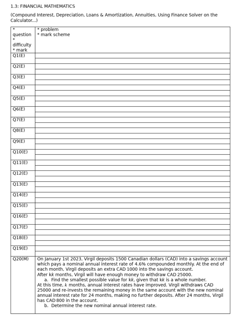 IB-AIHL-1.3-financial Mathematics | PDF | Interest | Banks