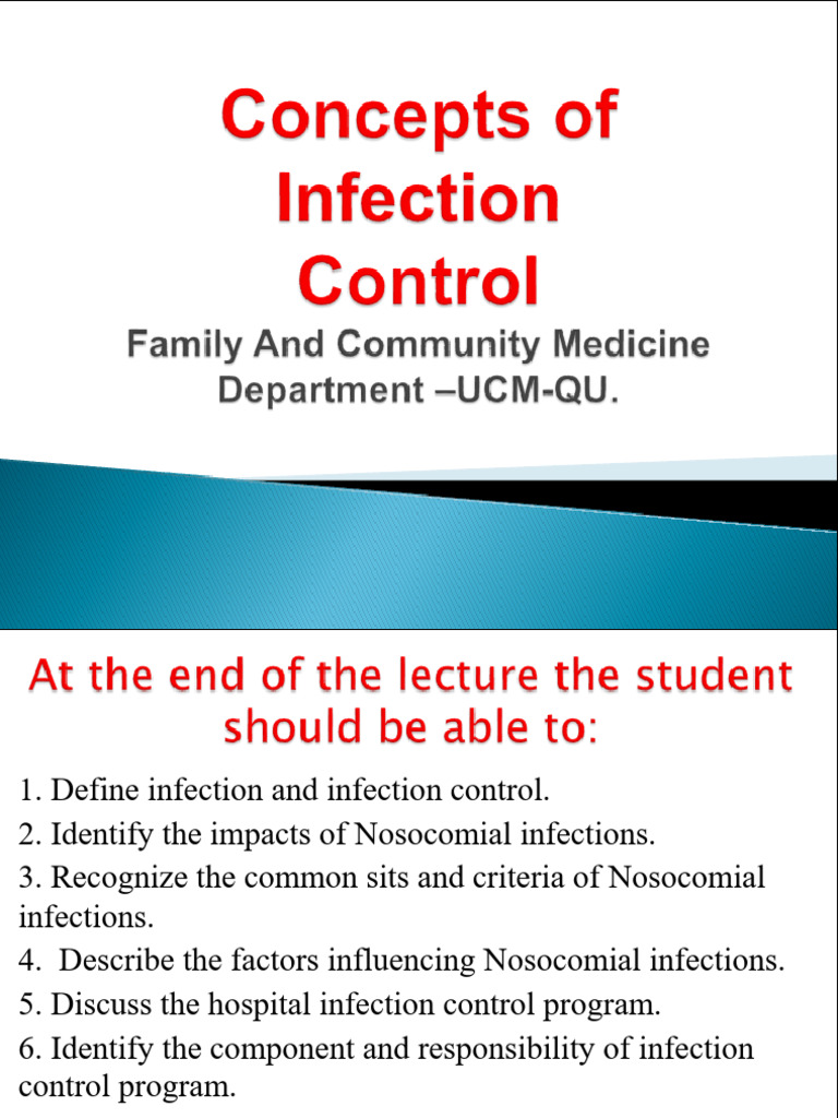1- Concepts of Infection Control | PDF | Infection | Hospital Acquired ...
