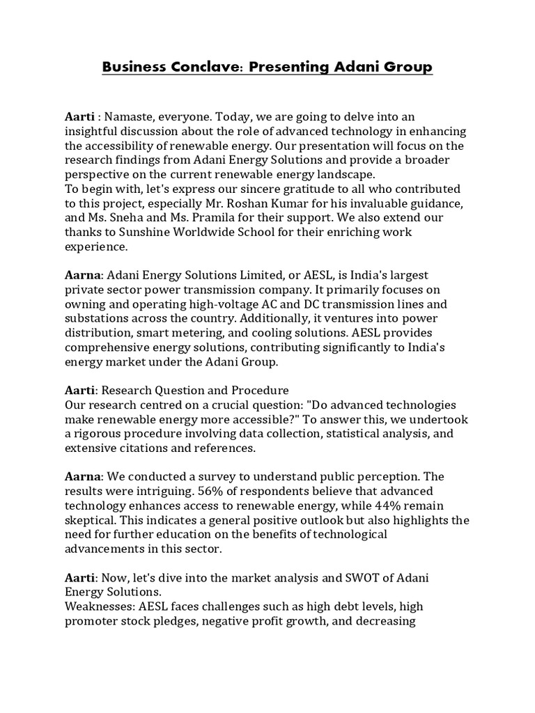 Adani Group's Role in Renewable Energy | PDF | Renewable Energy | Economies