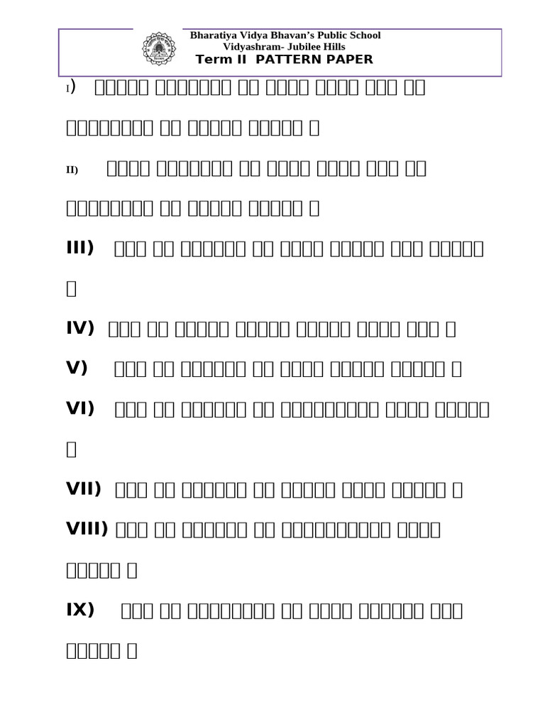 Class 4 2nd Language Term 2 Pattern Paper | PDF