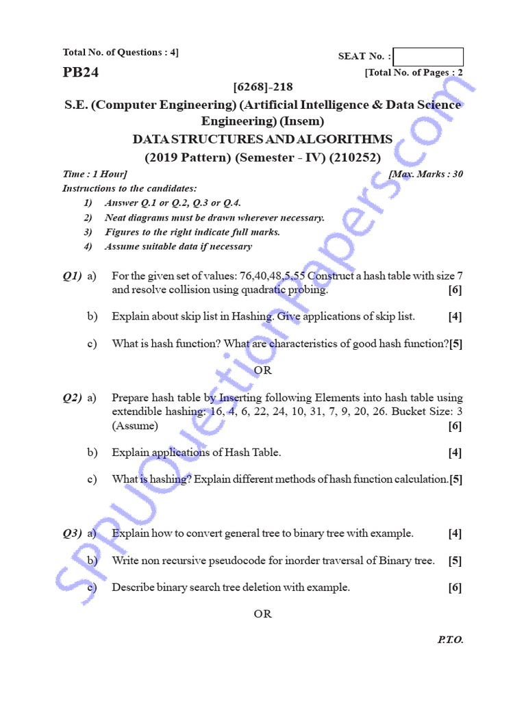 Be - Artificial Intelligence and Data Science - Semester 4 - 2024 - March - Data Structures and ...