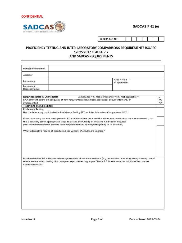 Proficiency Testing Requirements ISO/IEC 17025 | PDF | Calibration