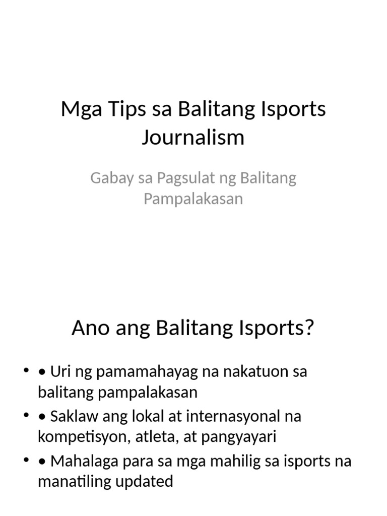 Balitang Isports Journalism Tips | PDF