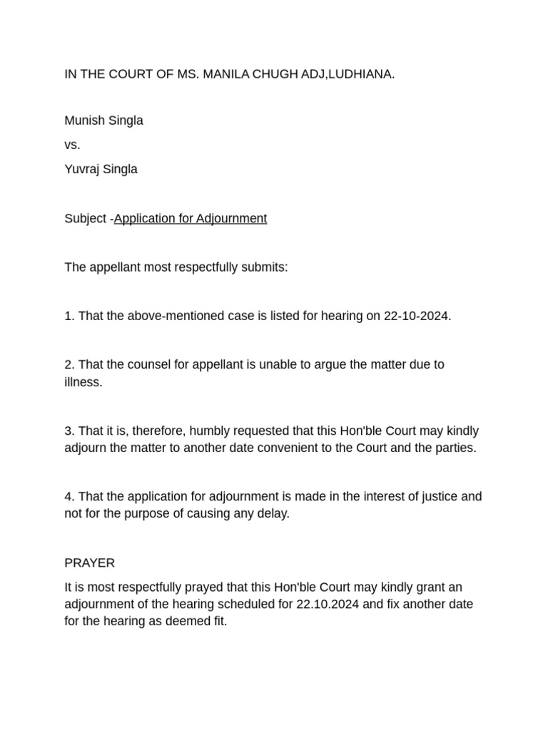 adjournment application | PDF