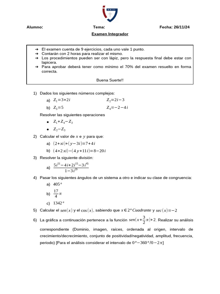 Integrador 6to | PDF | Matemáticas | Análisis matemático
